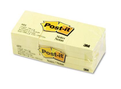 3M 653 (1.5吋x2吋) 報事貼黃色(12本)_報事貼_G-報事貼及標籤貼紙_歷山文儀中心