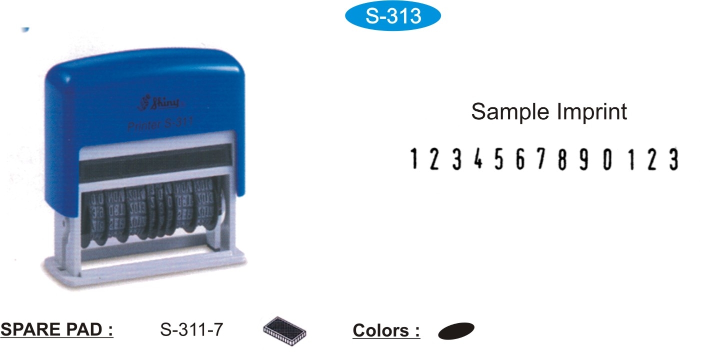 Shiny S-313 3mm 免印台13位號碼印_自動上墨印章_I-印章及印台_歷山文儀中心