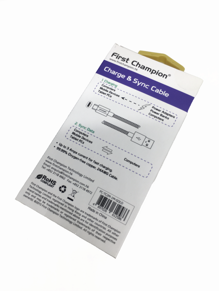First Champion Type-C Cable-1M (Metallic)_充電裝置手提電話/平板/電腦_O-電腦用品_歷山文儀中心