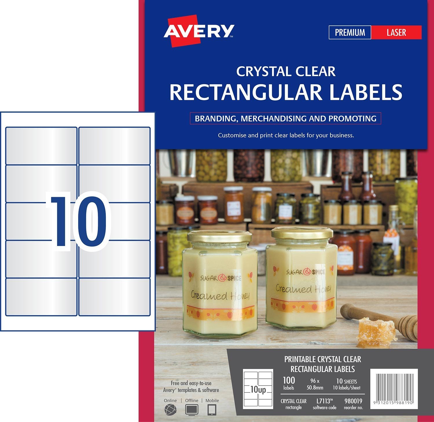 Avery 980019 Crystal Clear Rectangle Labels(96 x 50.8mm)_A4電腦貼紙_G-報事貼及 ...