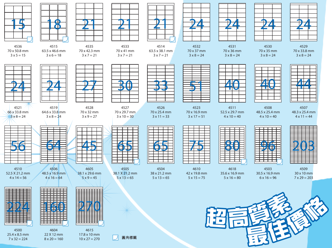 Nordic Star label A4 電腦標籤貼紙 (100張/盒)_A4電腦貼紙_G-報事貼及標籤貼紙_歷山文儀中心