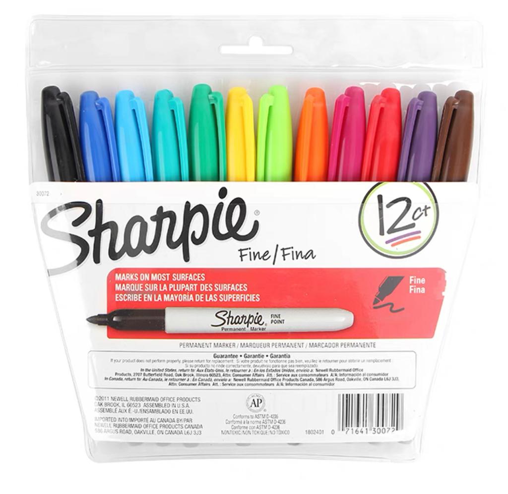 Sharpie 30072 Fine Point 1.0mm 油性萬能筆(12色套裝)_箱頭筆及油性筆_C-筆類及改錯用品_歷山文儀中心