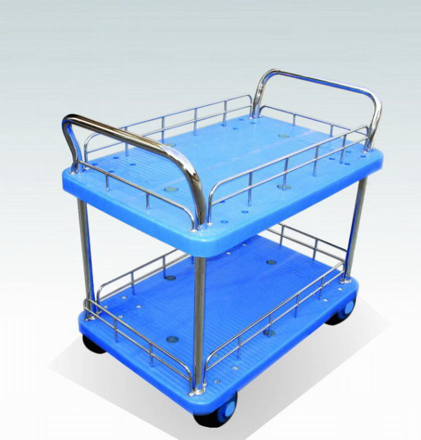 日本Kanatsu PLA150-T2-HL2-D 雙層圍網膠板手推車(730x490mm)_辦公椅及手推車_V-其他用品_歷山文儀中心