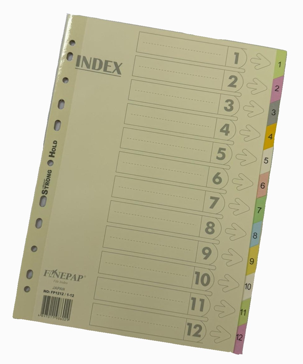 Finepap FP-1212 (1-12) 彩色紙索引 Index_索引紙_B-文件處理_歷山文儀中心