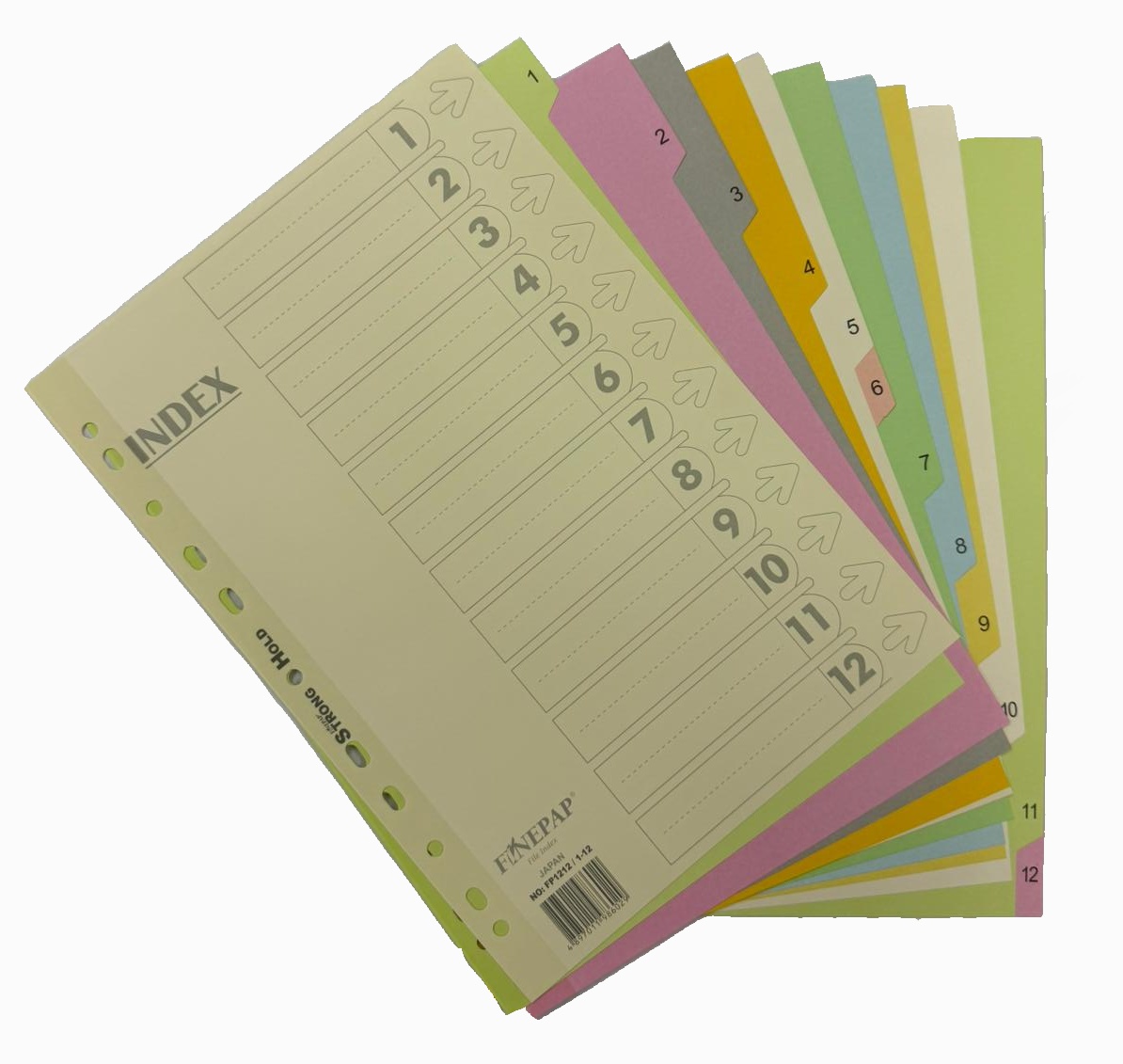 Finepap FP-1212 (1-12) 彩色紙索引 Index_索引紙_B-文件處理_歷山文儀中心